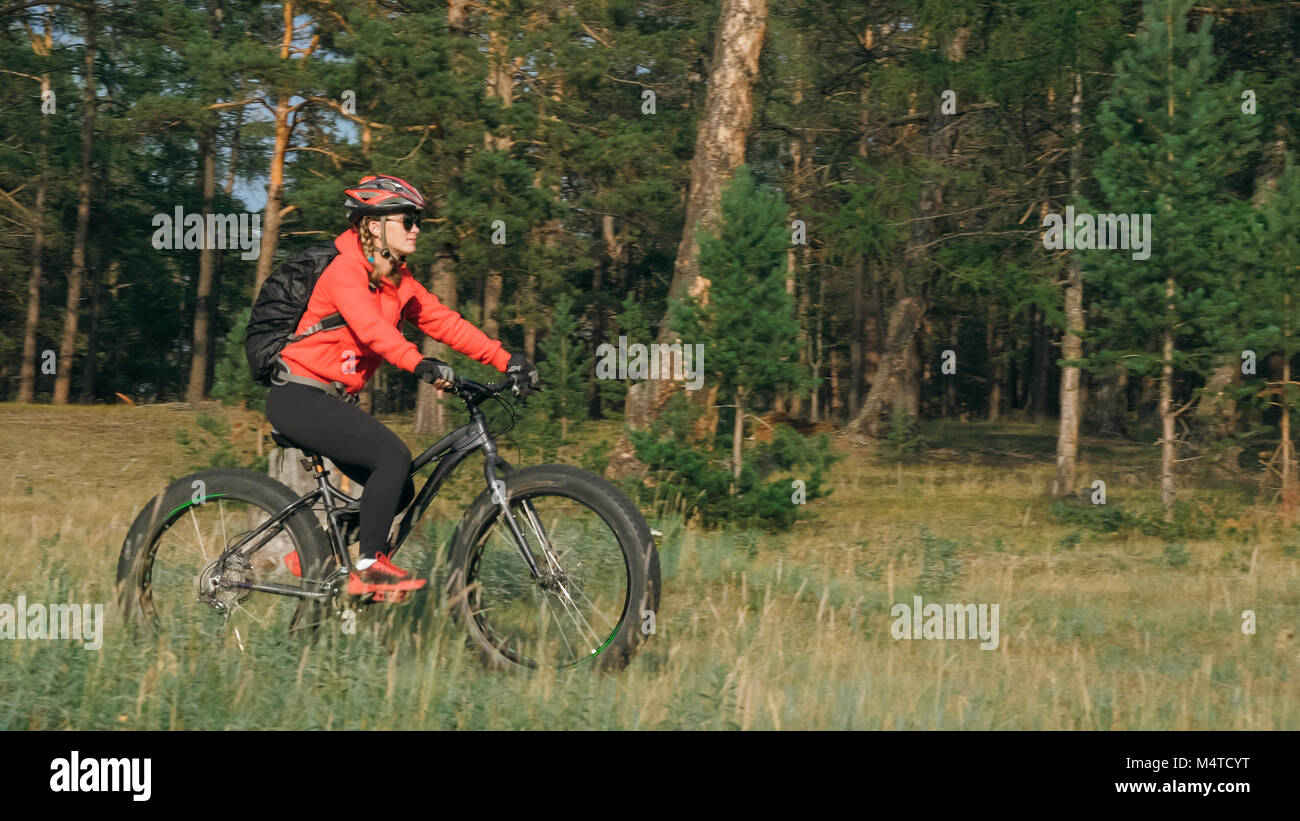 Fat bike also called fatbike or fat-tire bike in summer riding in the ...
