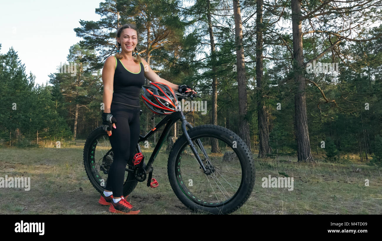 Fat bike also called fatbike or fat-tire bike in summer riding in the ...