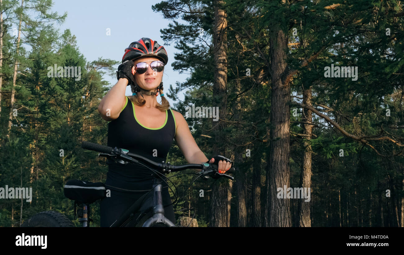 Fat bike also called fatbike or fat-tire bike in summer riding in the ...