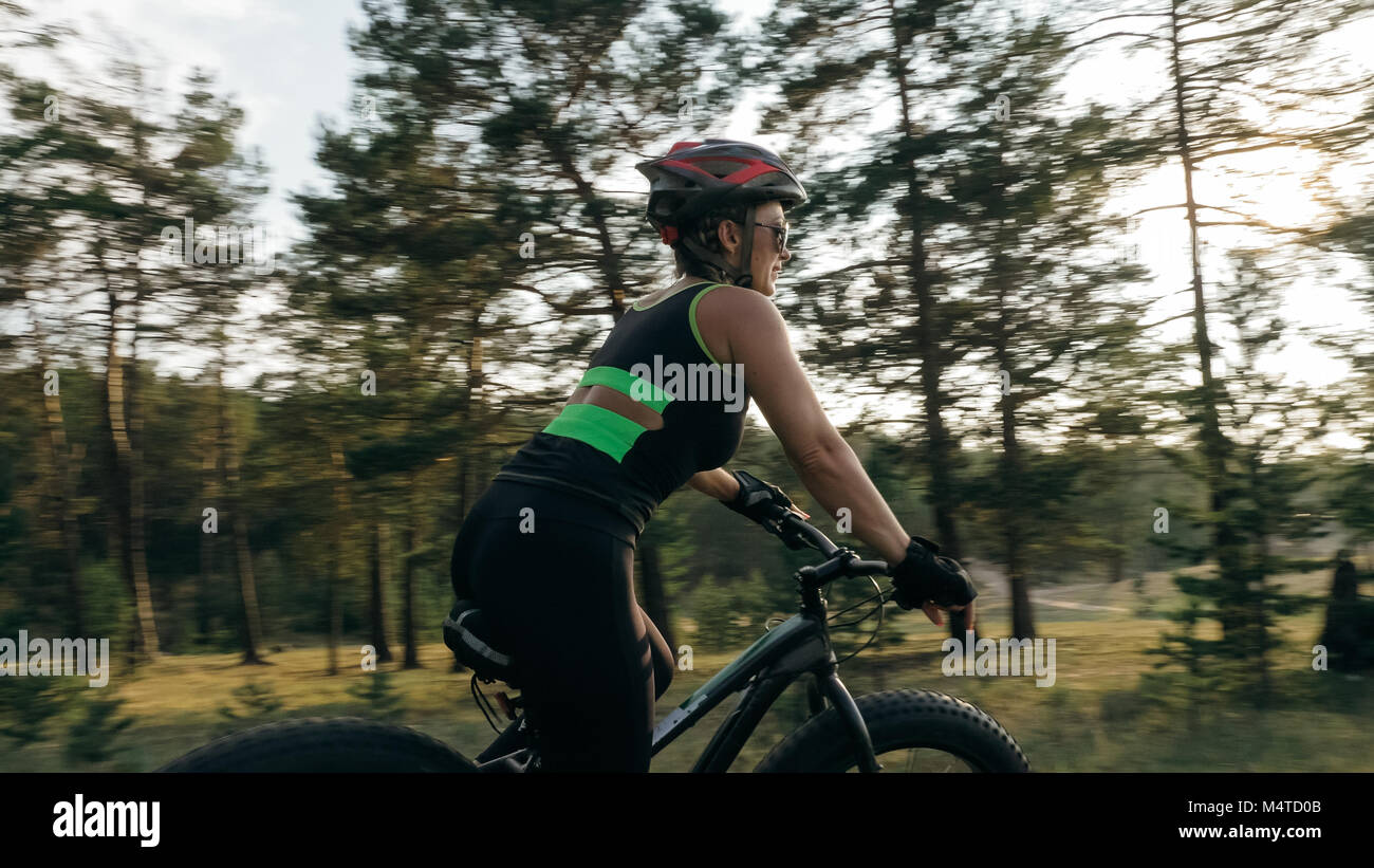 Fat bike also called fatbike or fat-tire bike in summer riding in the ...