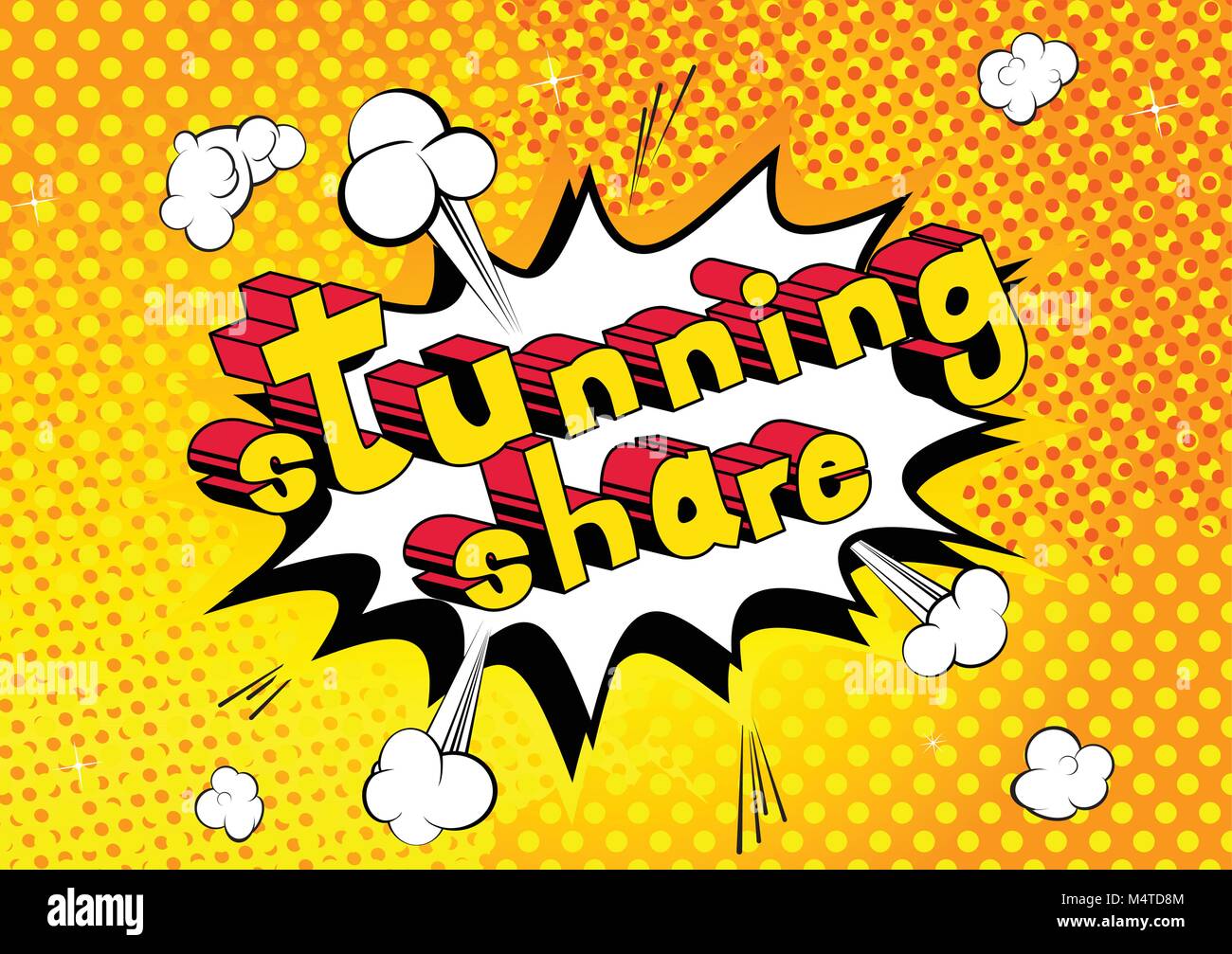 Stunning Share - Comic book style phrase on abstract background Stock ...