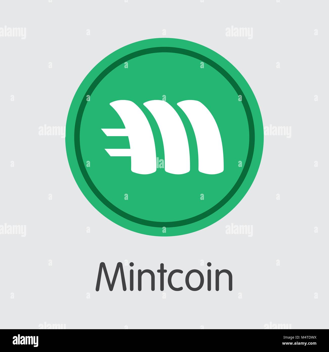 Mintcoin Blockchain Cryptocurrency. Vector MINT Coin Symbol Stock ...