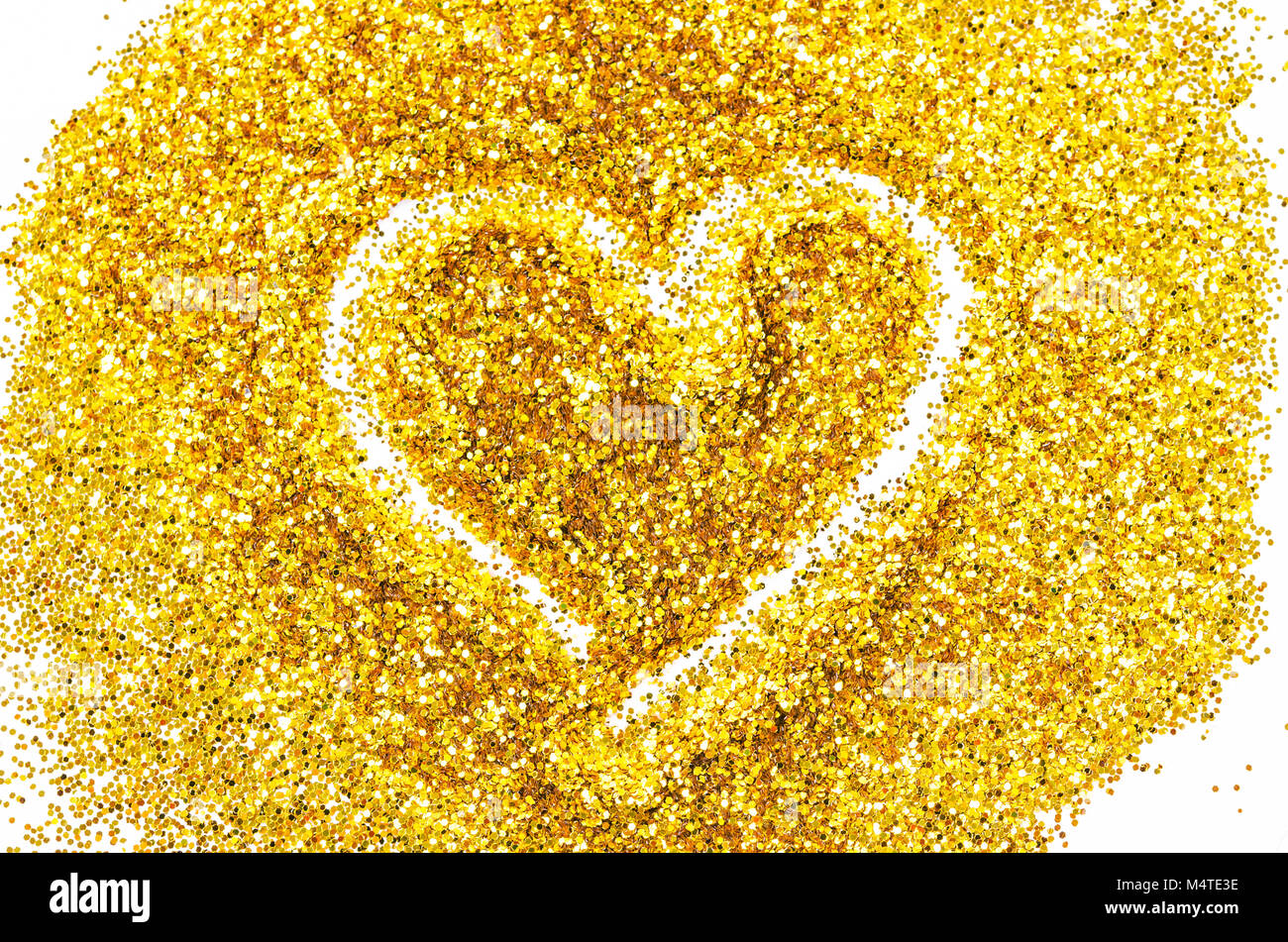 Heart shape Outlined in Gold Glitter Background Stock Photo - Alamy