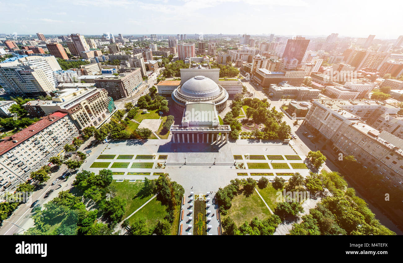 Aerial city view with roads, houses and buildings Stock Photo - Alamy