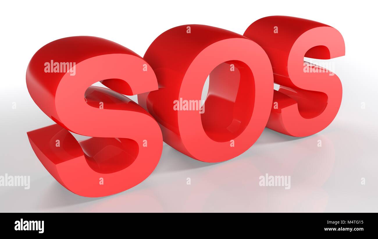 SOS red 3D write - 3D rendering Stock Photo - Alamy