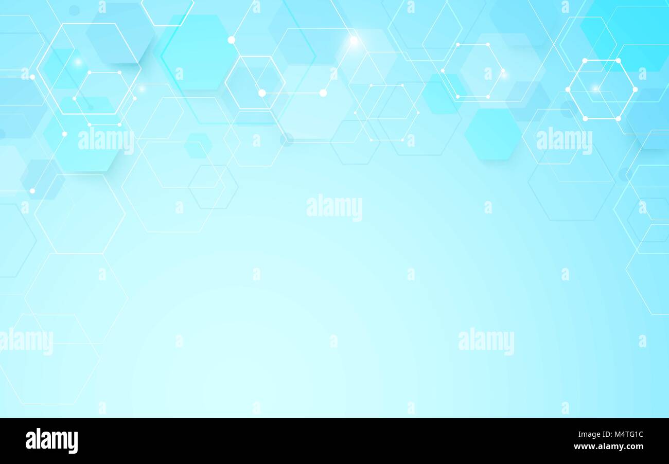 Abstract geometric hexagons shape and lines with science concept ...