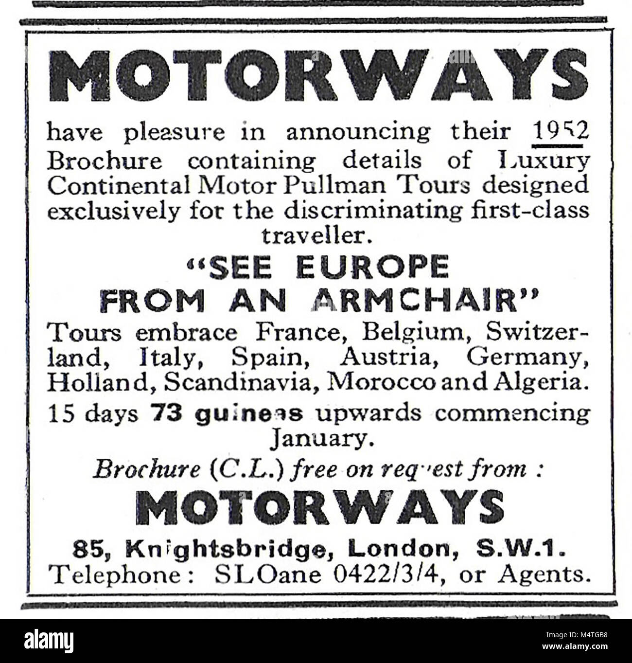 Motorways luxury Pullman tours holiday advert, advertising in Country ...