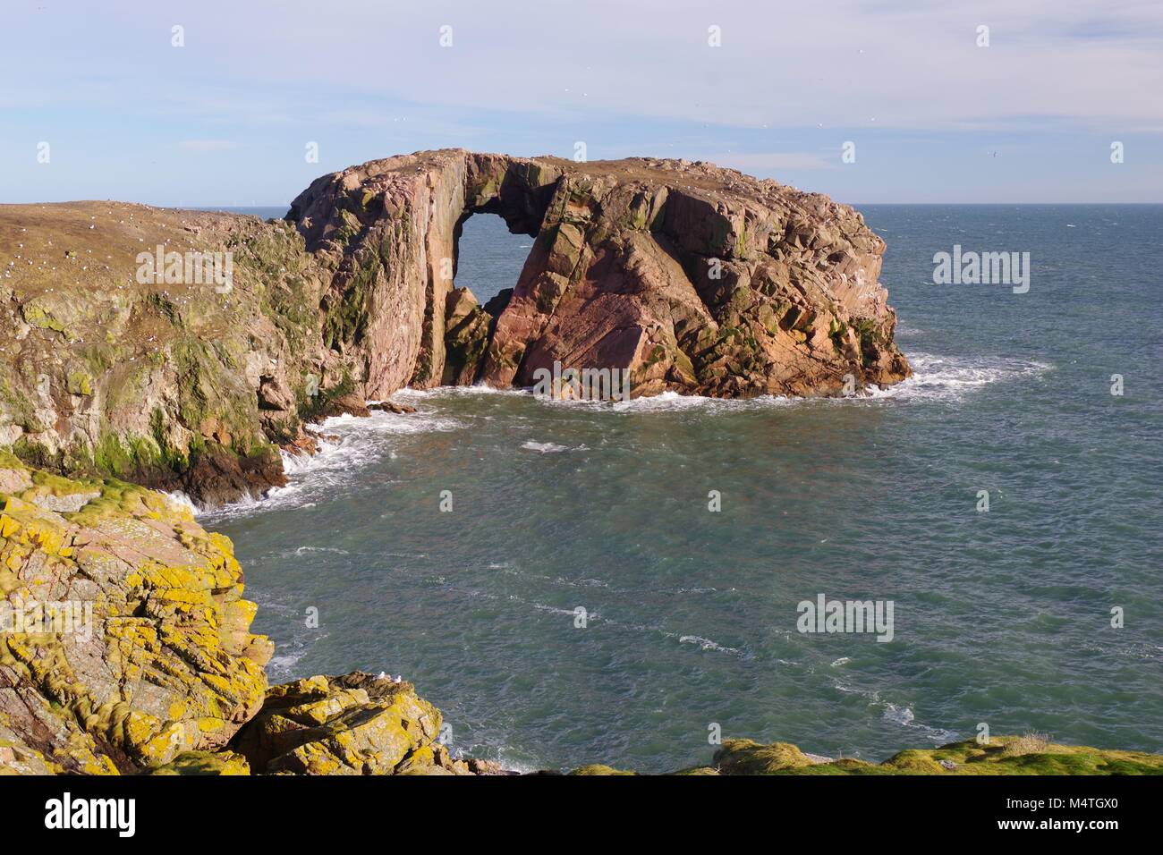 The Arch of Dunbuy, Natural Sea Arch Through a Pink Granite Islet along ...