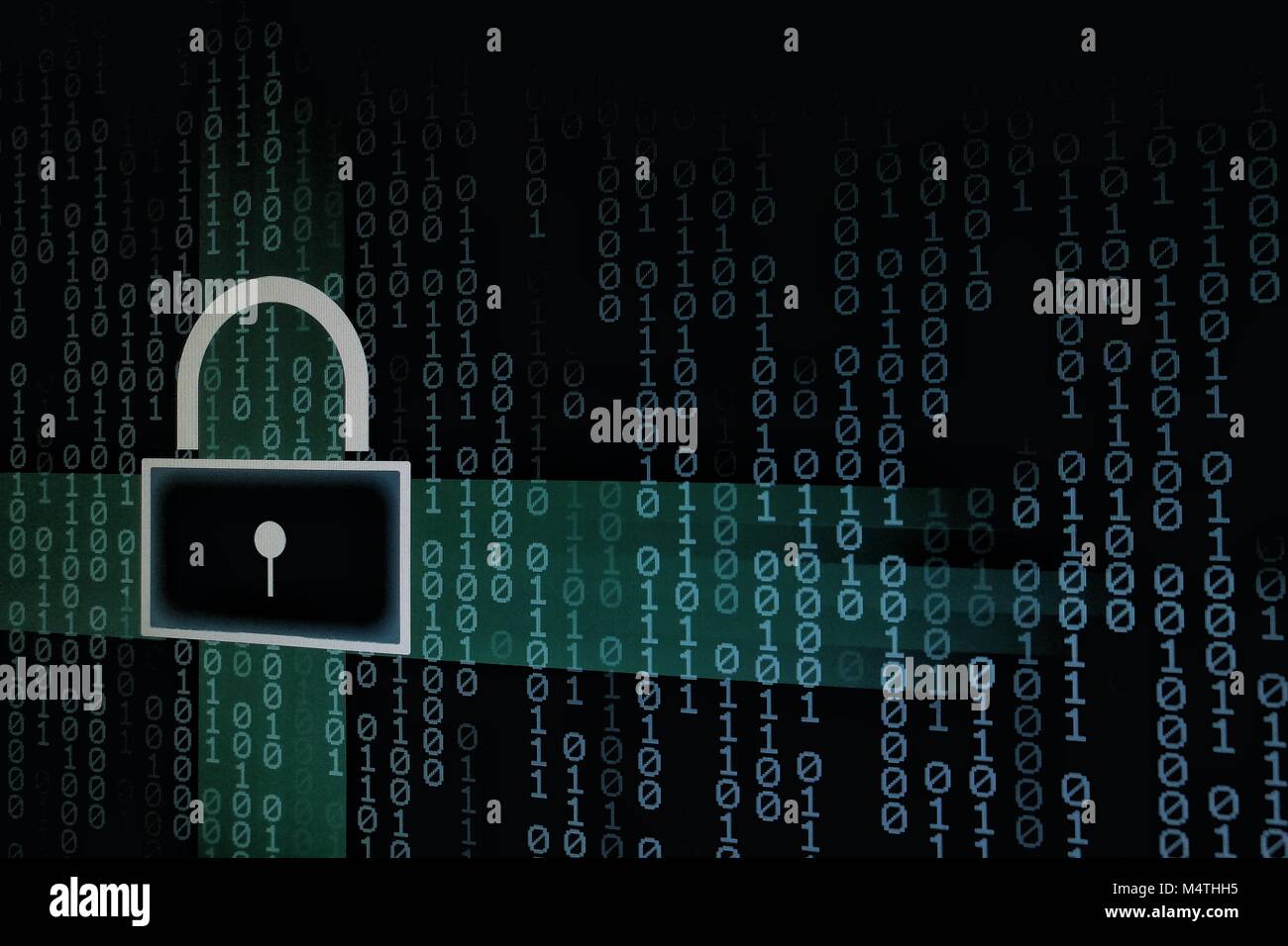 data safety internet security concepts. binary code numbers with padlock icon background on ...