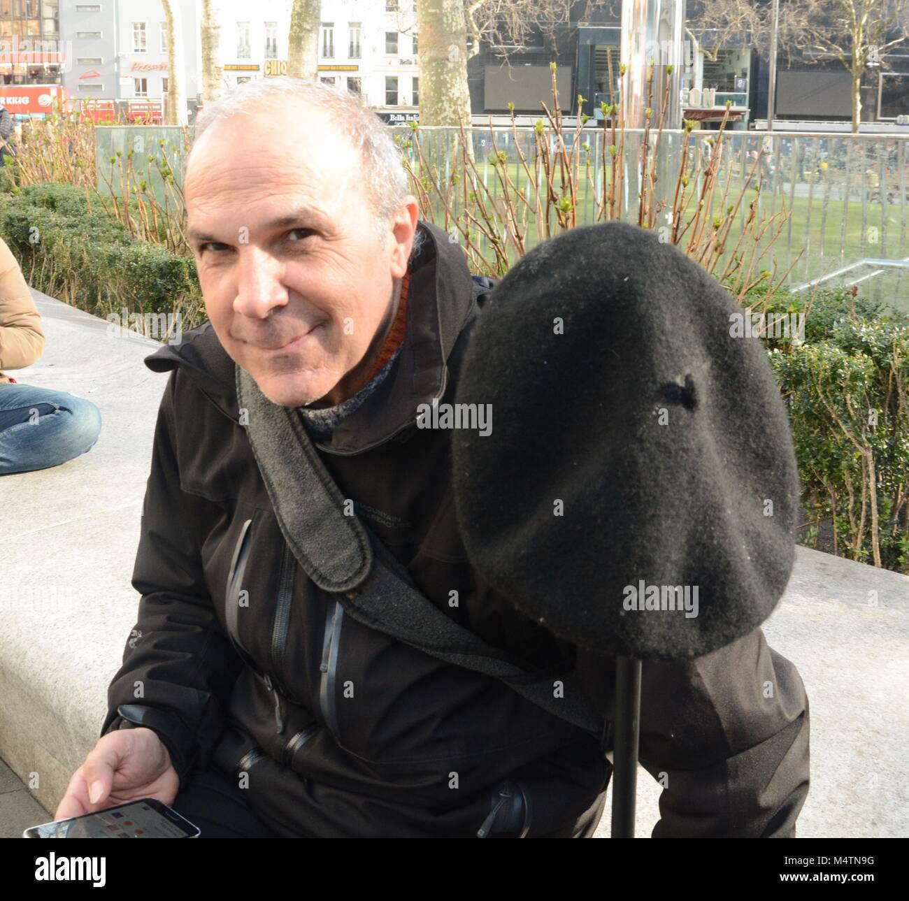 Richard handley and Master bones his handler busking in Leicester ...