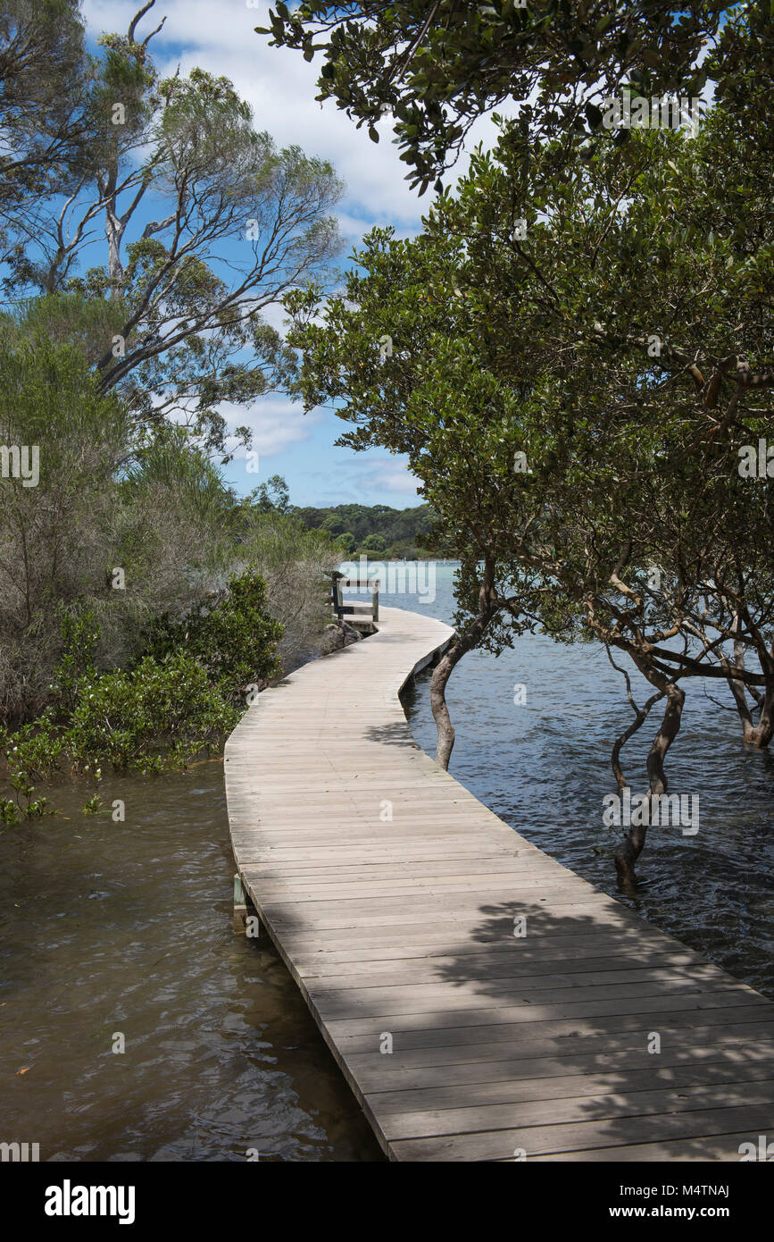 The Merimbula Boardwalk skirts the northern shores of the Top Lake ...