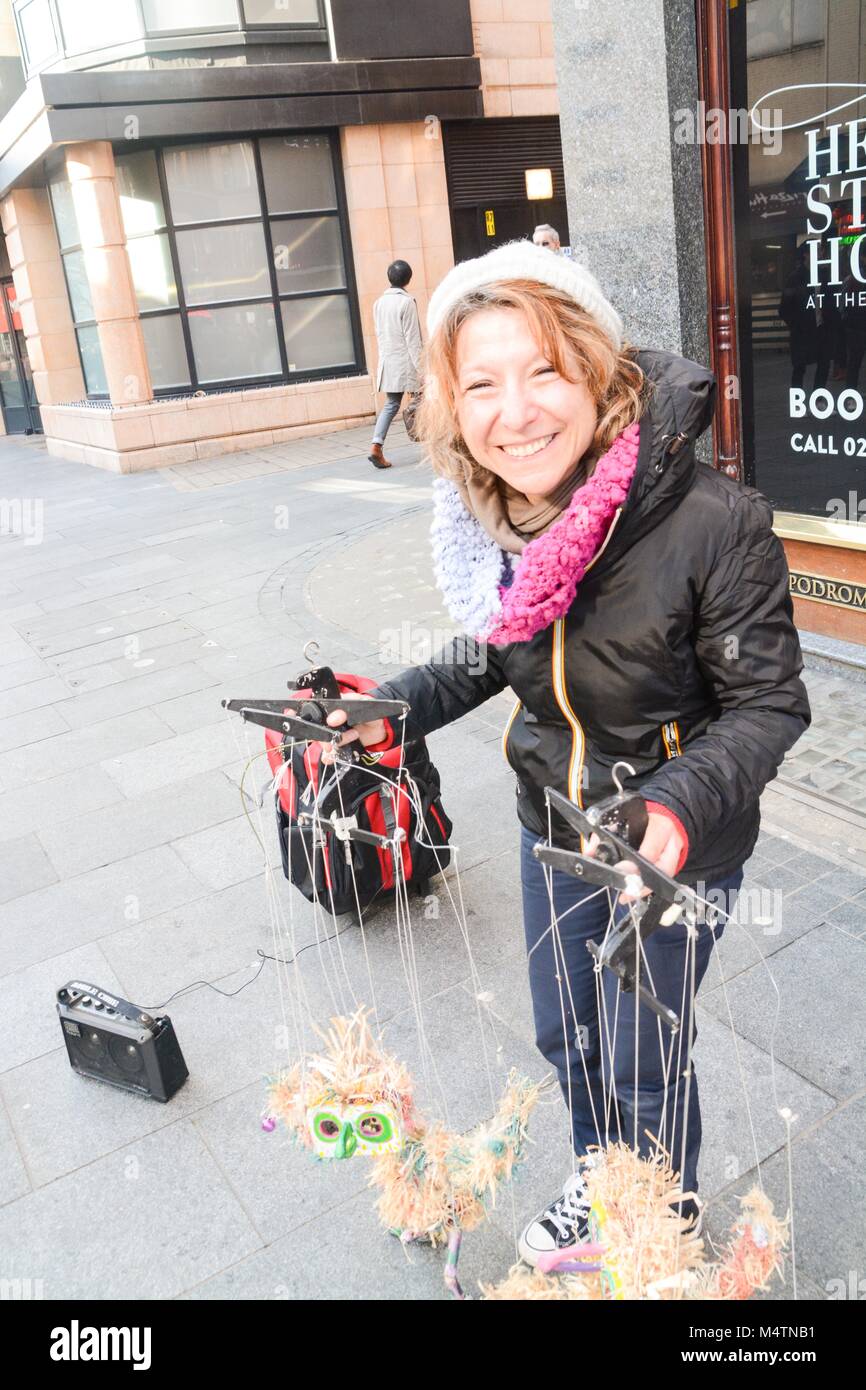 Richard handley and Master bones his handler busking in Leicester ...