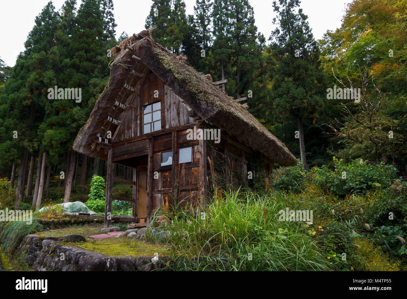Wooden house in Shirakawa-go village in Gifu prefecture, Japan. It is ...