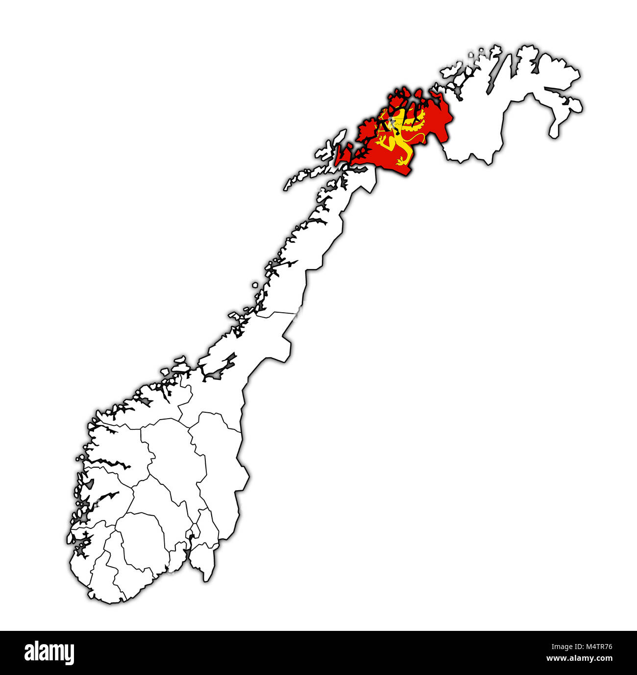 emblem of Troms county on map with administrative divisions and borders ...