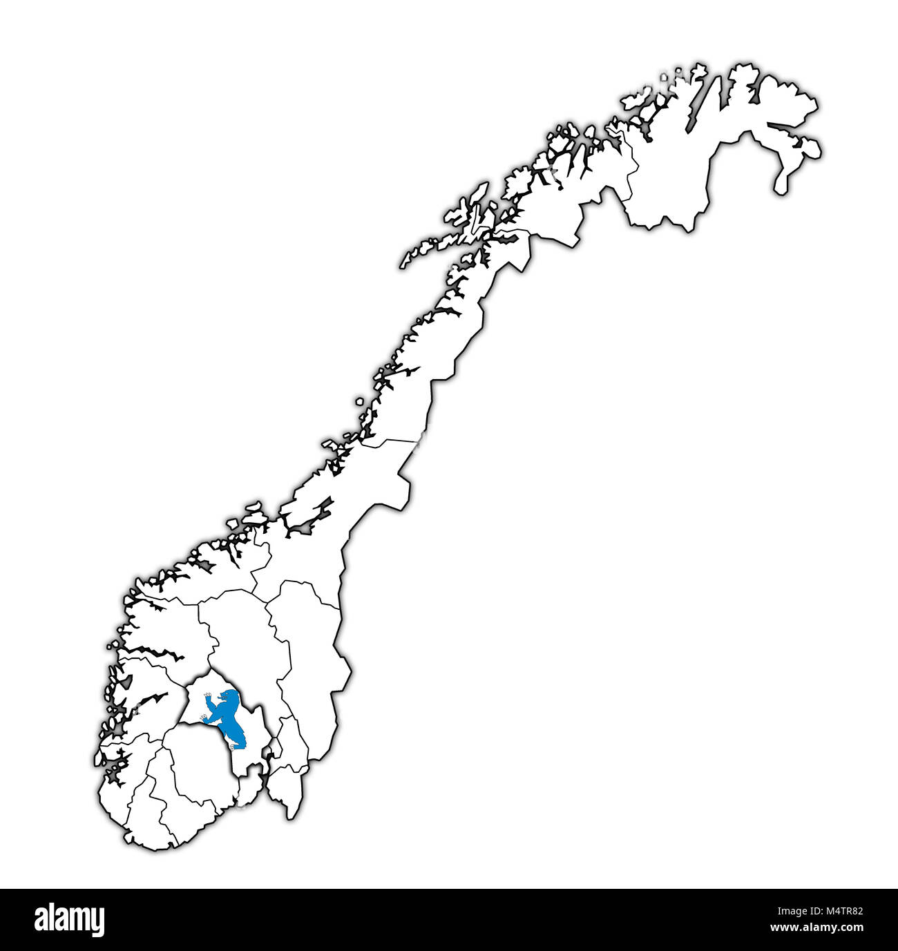 emblem of Buskerud county on map with administrative divisions and ...