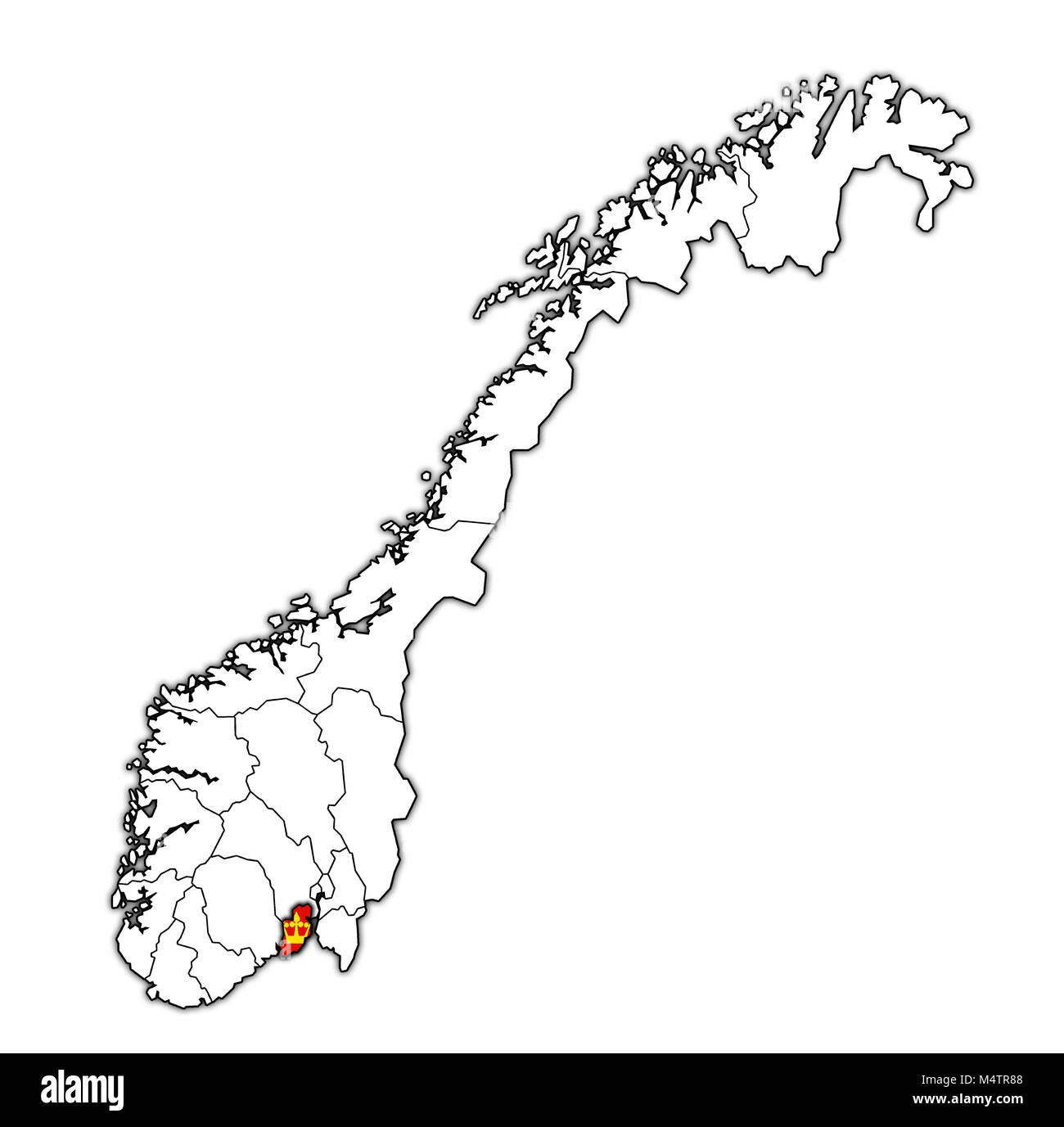 emblem of Vestfold county on map with administrative divisions and ...