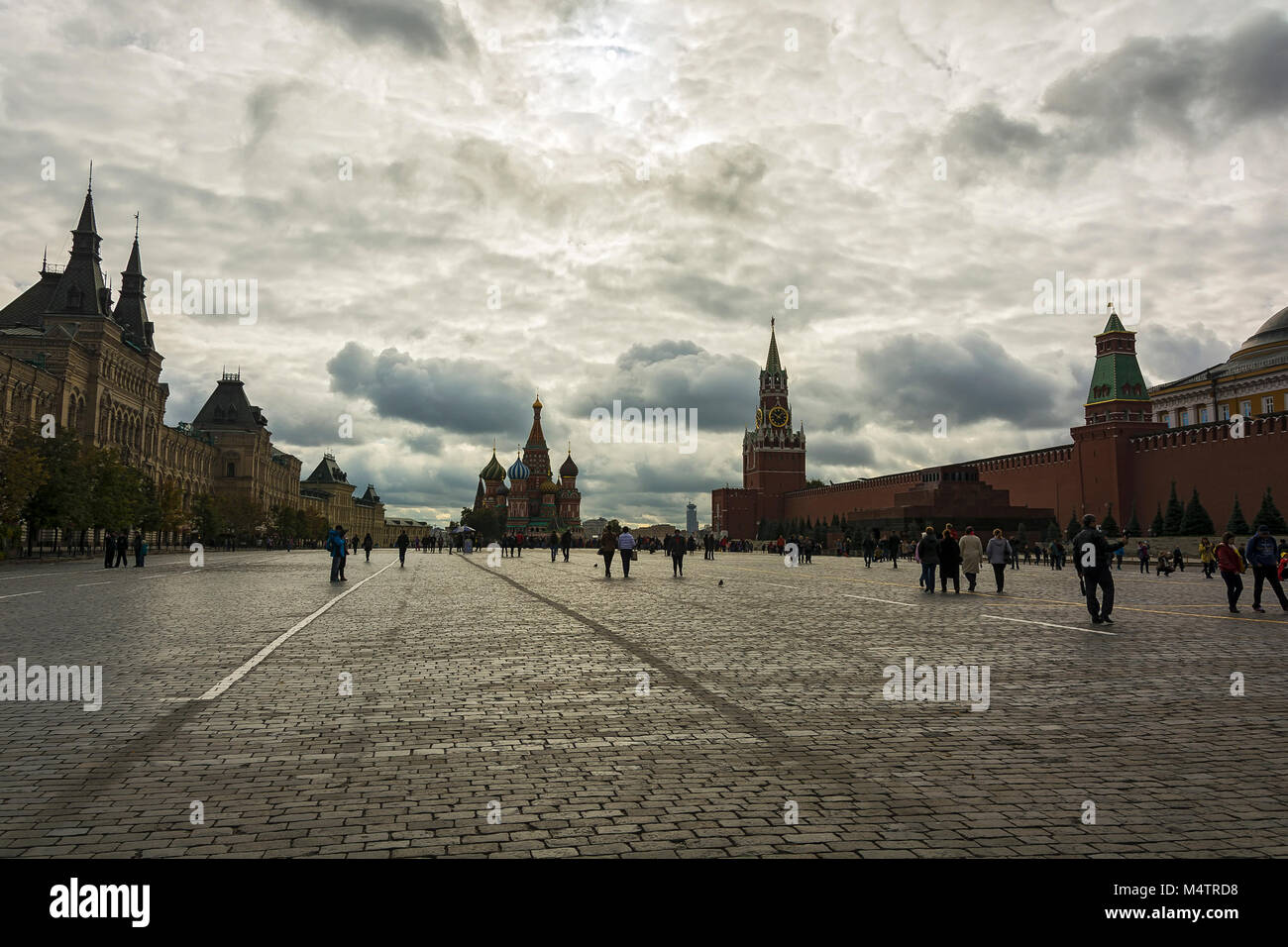 Moscow, Russia - September 24, 2016: Red square, Kremlin wall, the ...