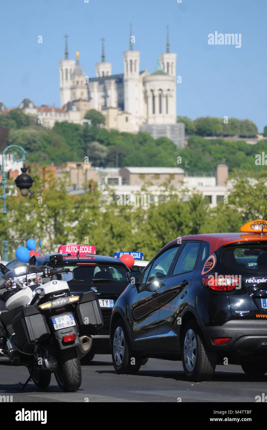 Taxi drivers protest in Lyon, France Stock Photo - Alamy