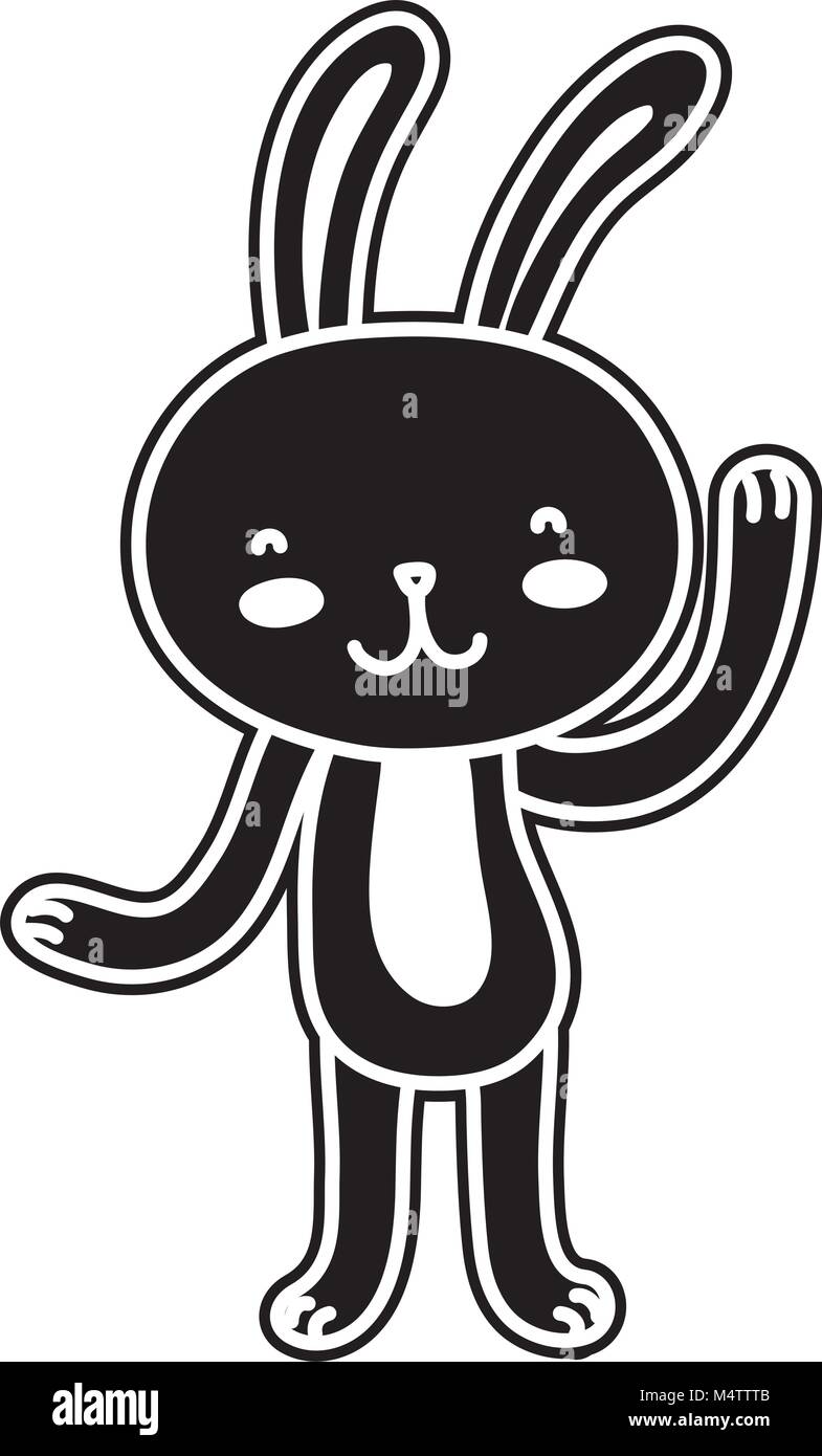 silhouette happy rabbit cartoon cute animal Stock Vector Image & Art ...