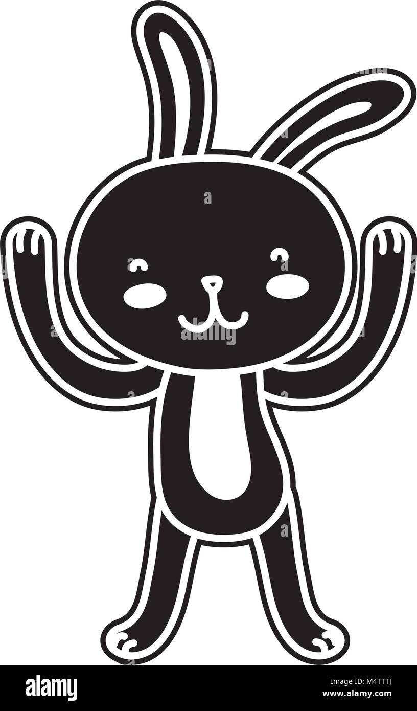 silhouette cartoon rabbit animal with hands up Stock Vector Image & Art ...