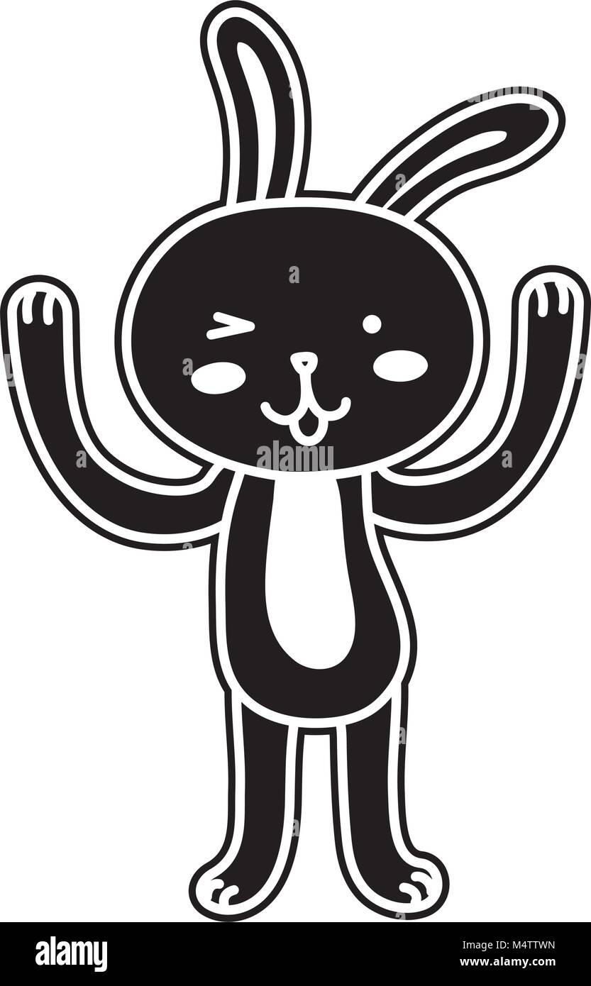 silhouette rabbit cartoon animal with hands up Stock Vector Image & Art ...