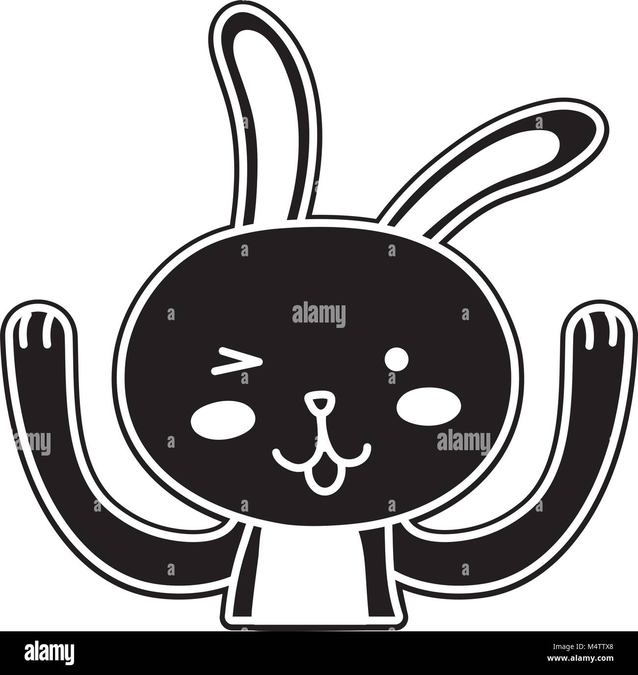 silhouette funny rabbit animal cartoon with hands up Stock Vector Image ...