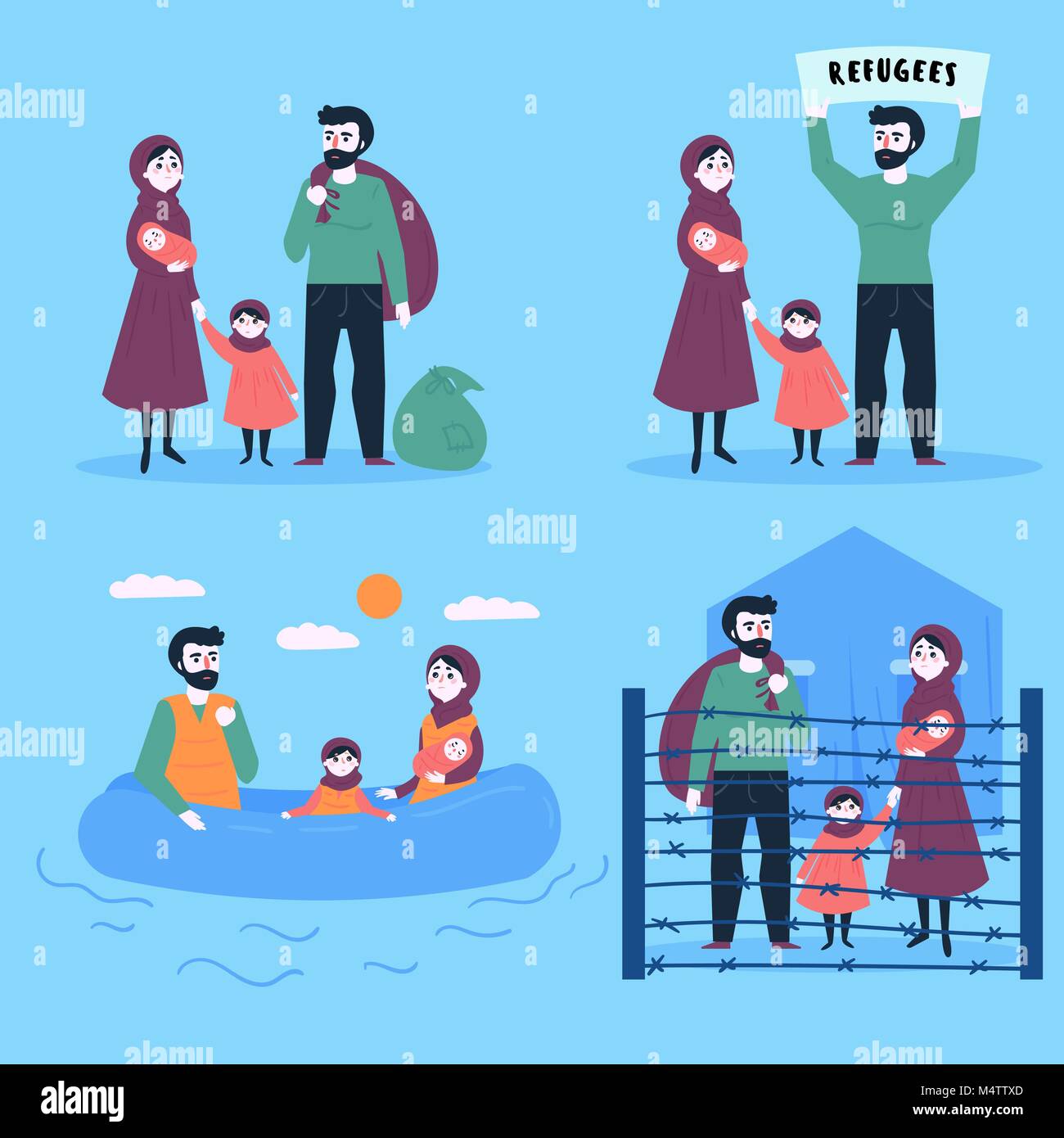 Refugee family with child and small baby Stock Vector Image & Art - Alamy