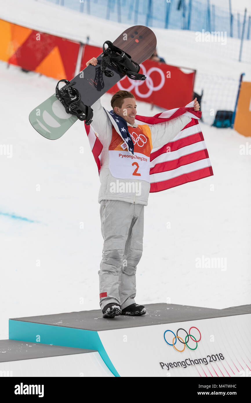 Shaun White (USA) wins the gold medal in the Men's Snowboarding Half ...