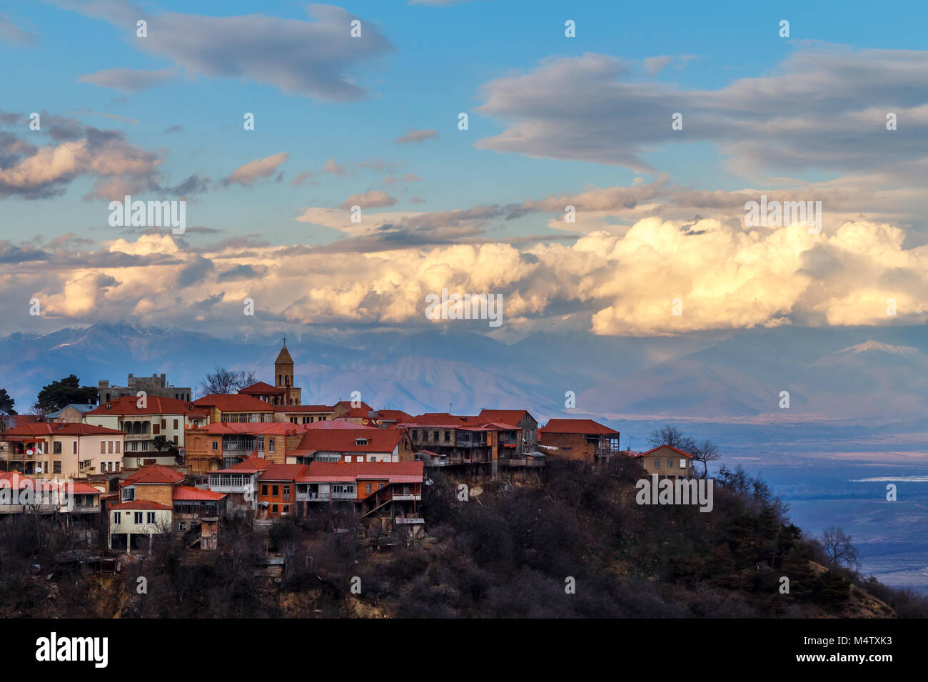 Signagi georgian town view with clouds in the background, Kakheti ...
