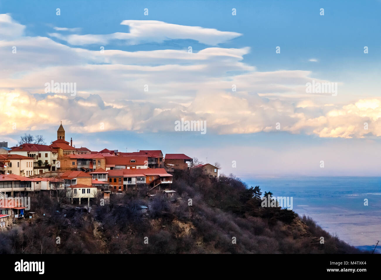 Signagi georgian town view with clouds in the background, Kakheti ...