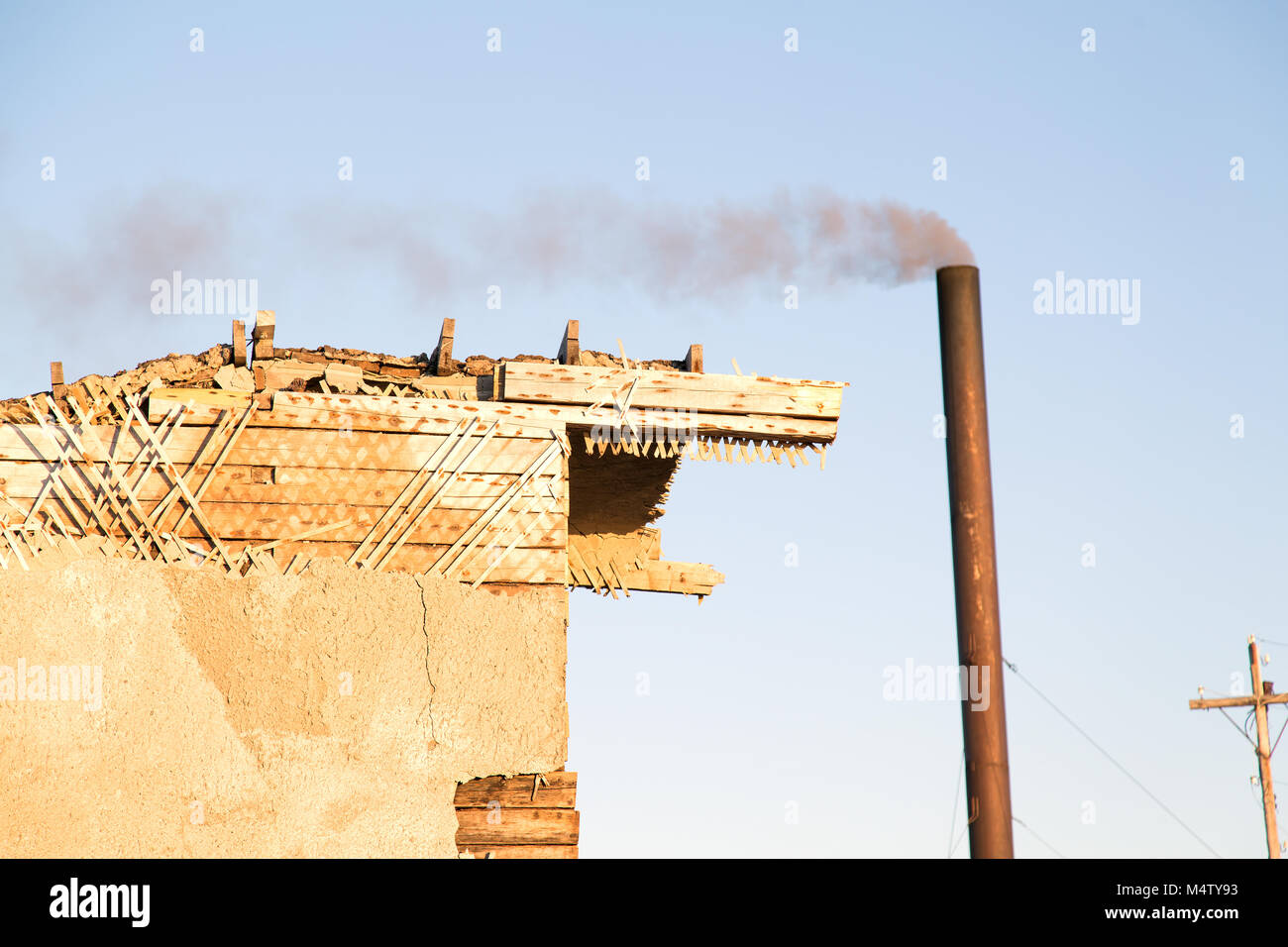 Wall with windows from the old wooden destroyed house Stock Photo - Alamy
