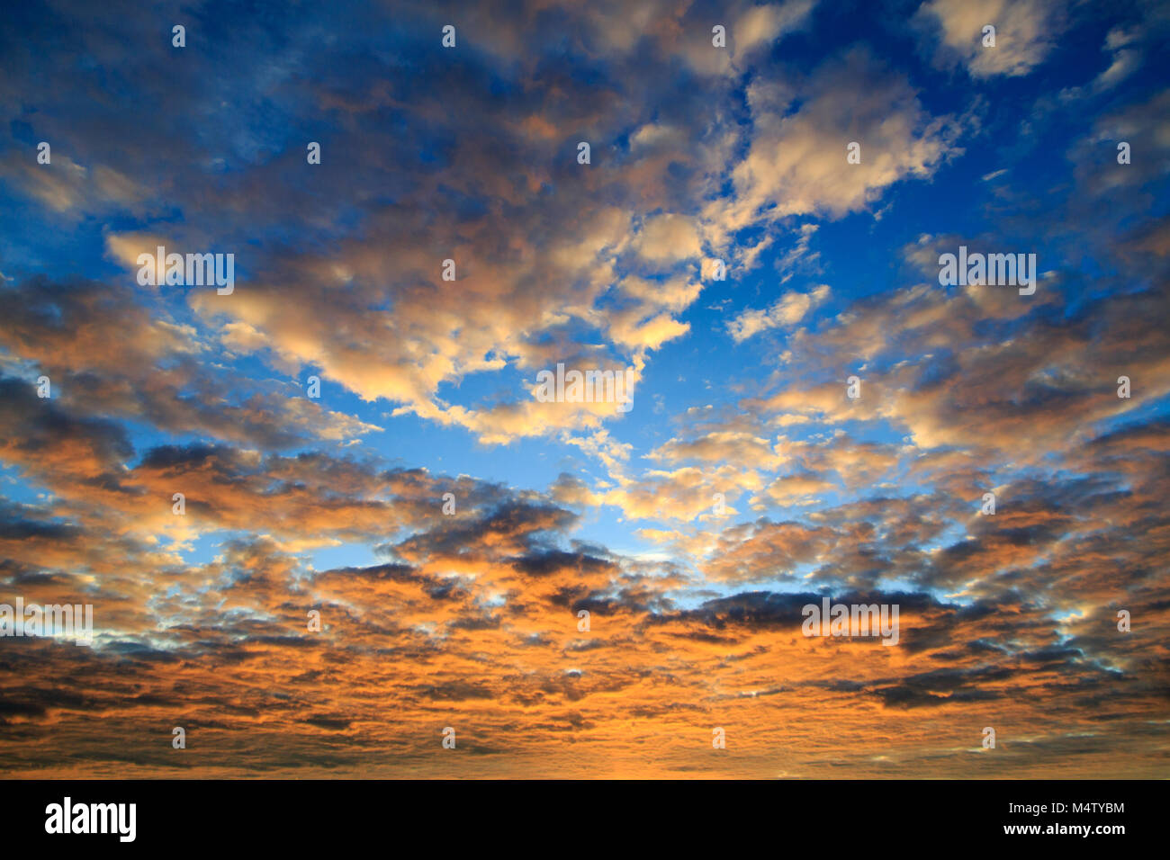 The sky with clouds illuminated from below the sun Stock Photo - Alamy