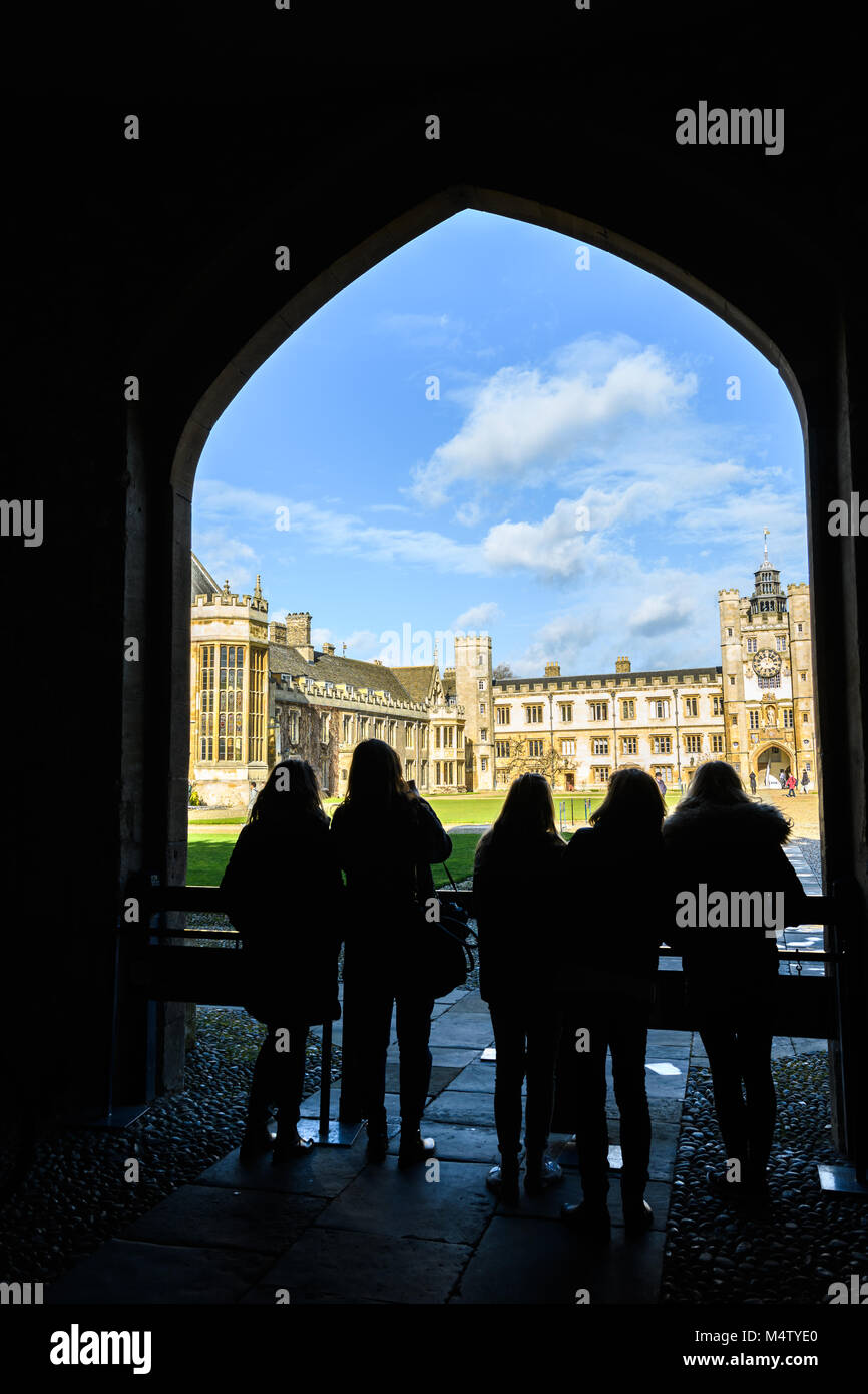 The great court at Trinity college, university of Cambridge, England ...