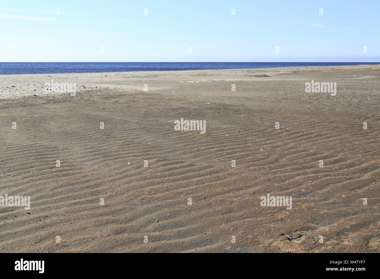 Sandy coastal strip with sharply outlined shades from roughnesses of ...
