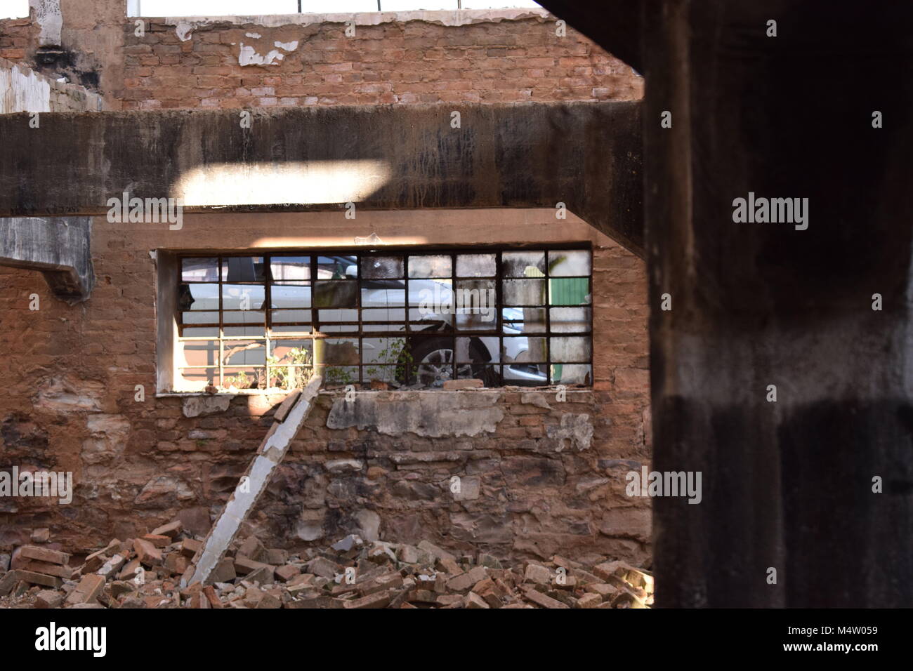 Interior of old industrial building in demolition process Stock Photo ...