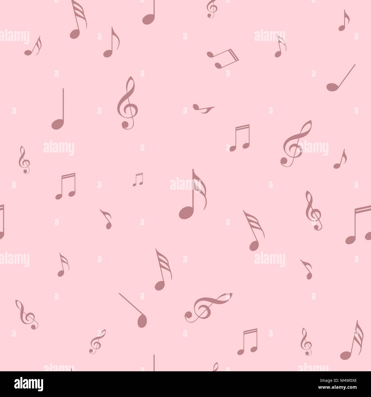 Pink Seamless pattern. Music notes on a pink background. Pink seamless ...