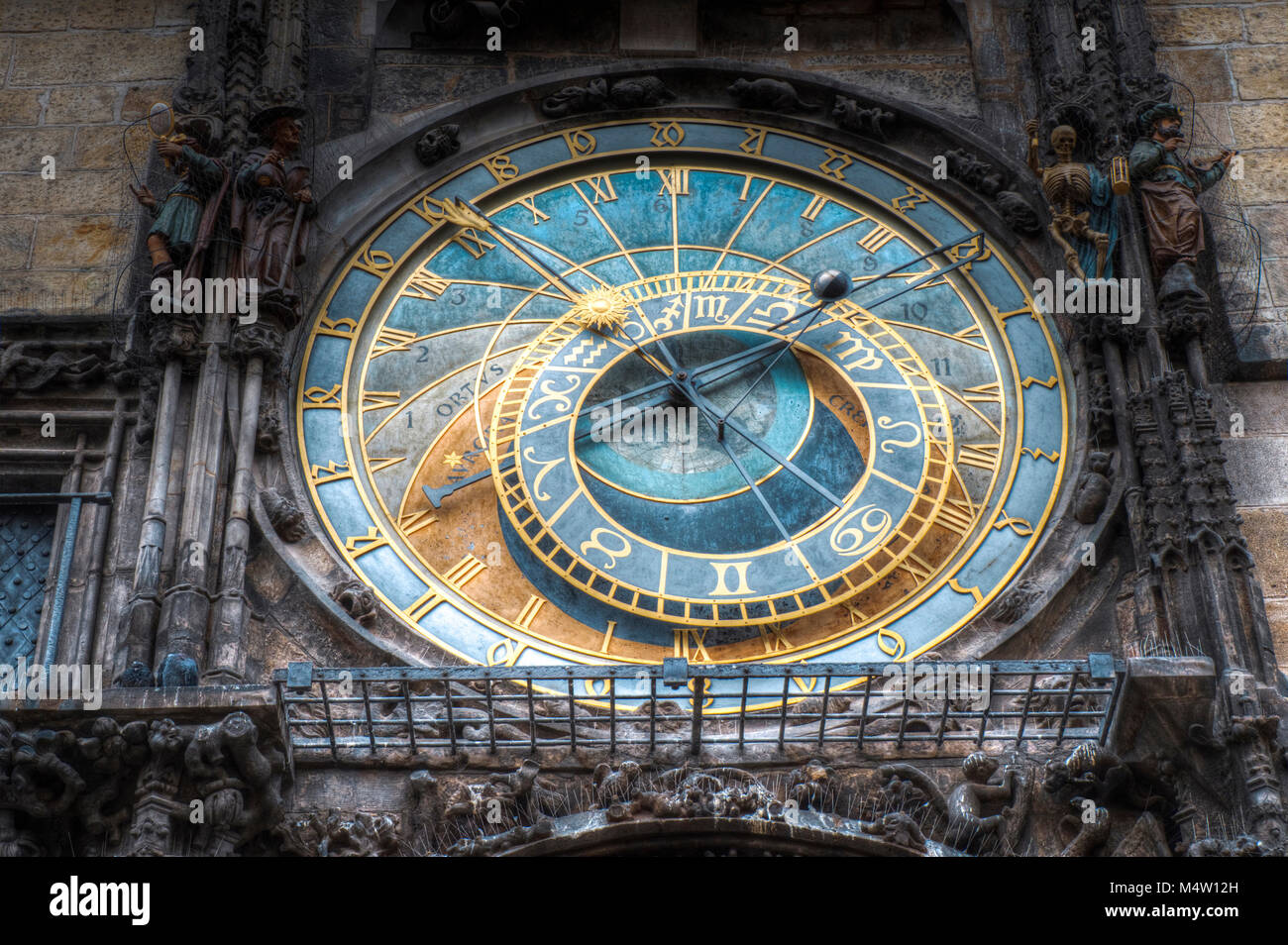 Prague chimes. The medieval clock tower, mounted on the south wall of ...