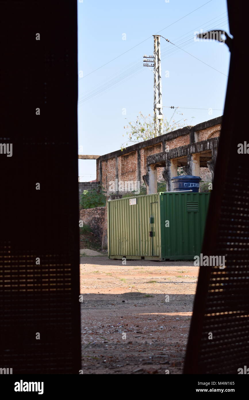 Green container view from the ports of another container Stock Photo ...