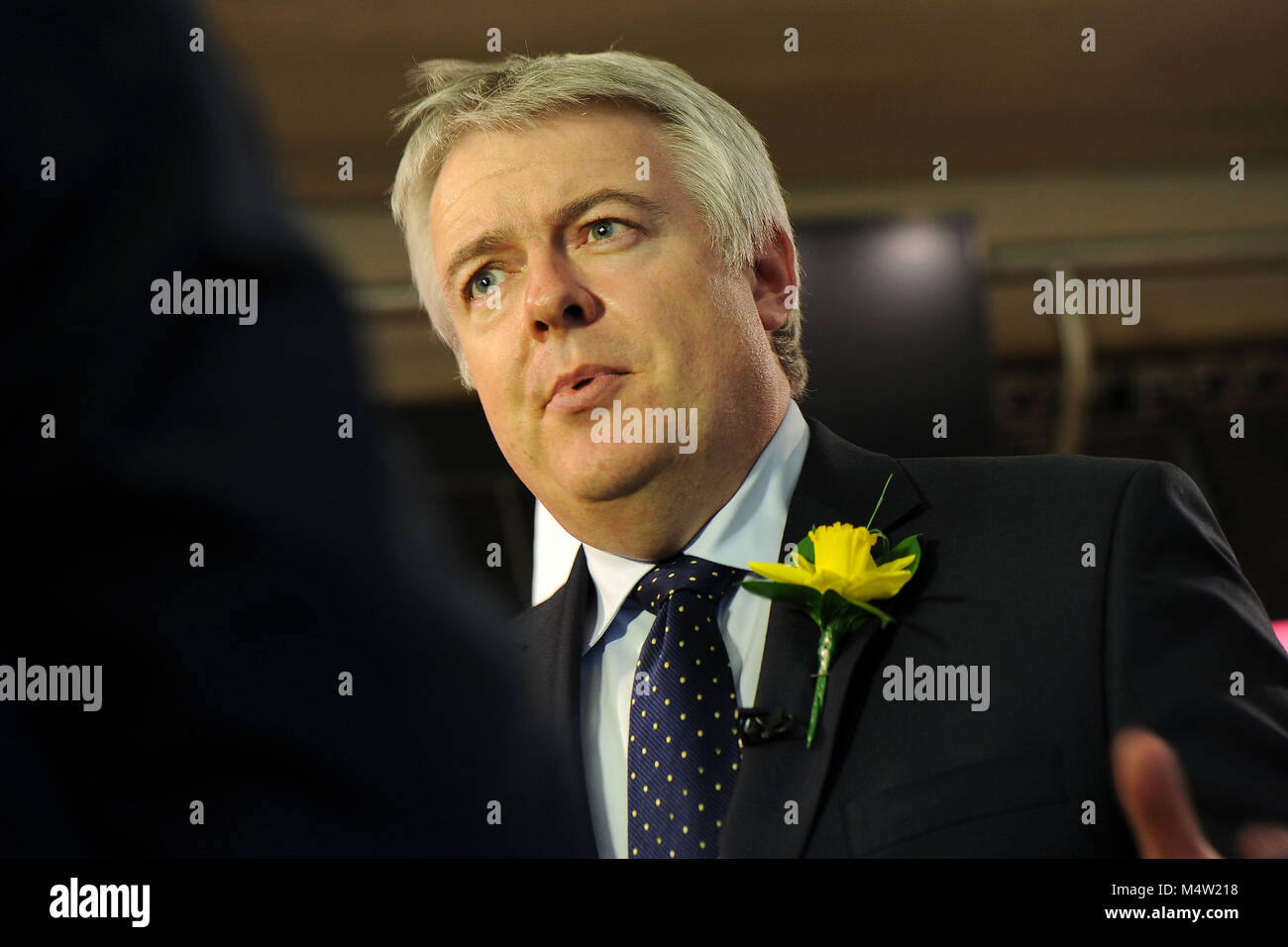 First Minister of Wales Carwyn Jones AM speaks at the Senedd in Cardiff ...