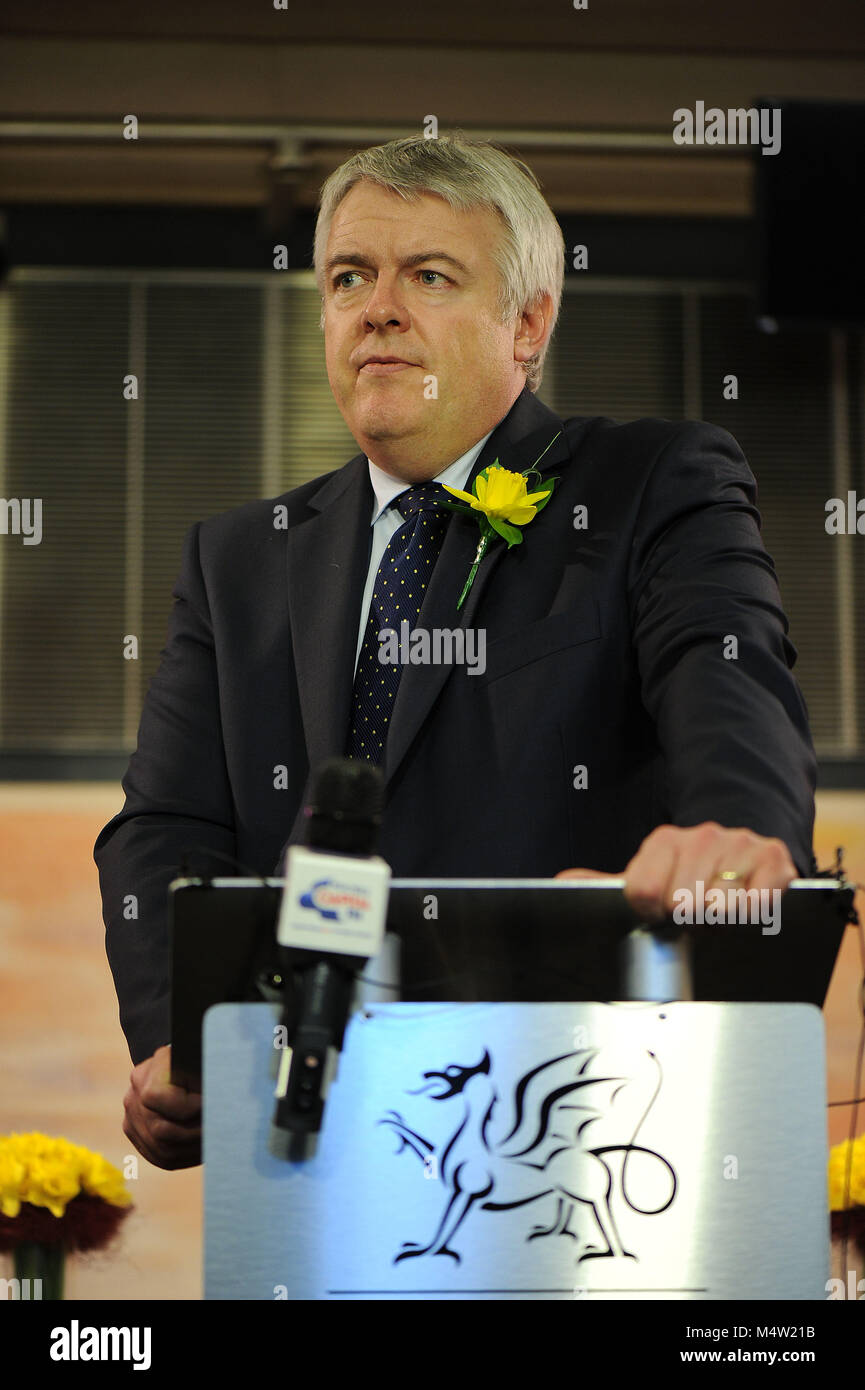 First Minister of Wales Carwyn Jones AM speaks at the Senedd in Cardiff ...