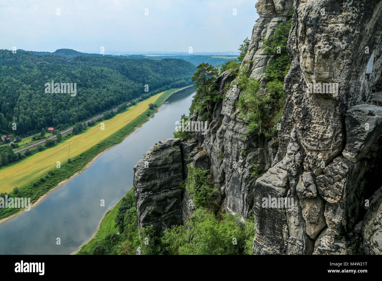 A picture from the Saxon Switzerland in Germany. A view on the river ...