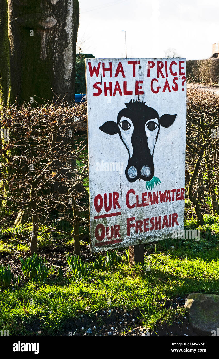 Anti Fracking signs used by protesters and local villagers in villages ...