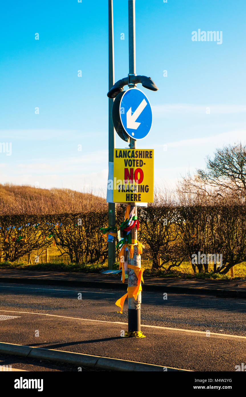 Anti Fracking signs used by protesters and local villagers in villages ...