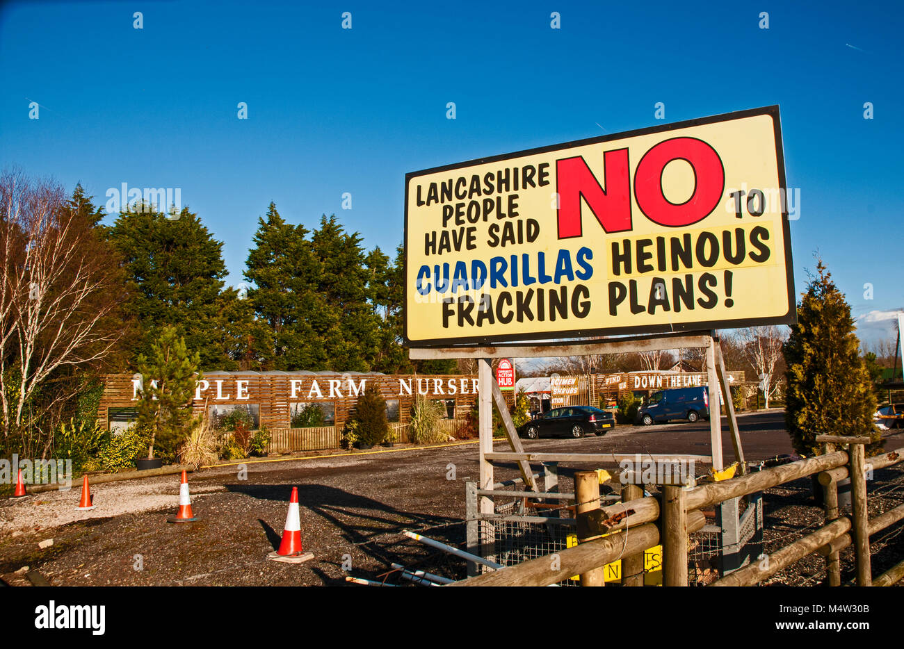 Anti Fracking signs used by protesters and local villagers in villages ...