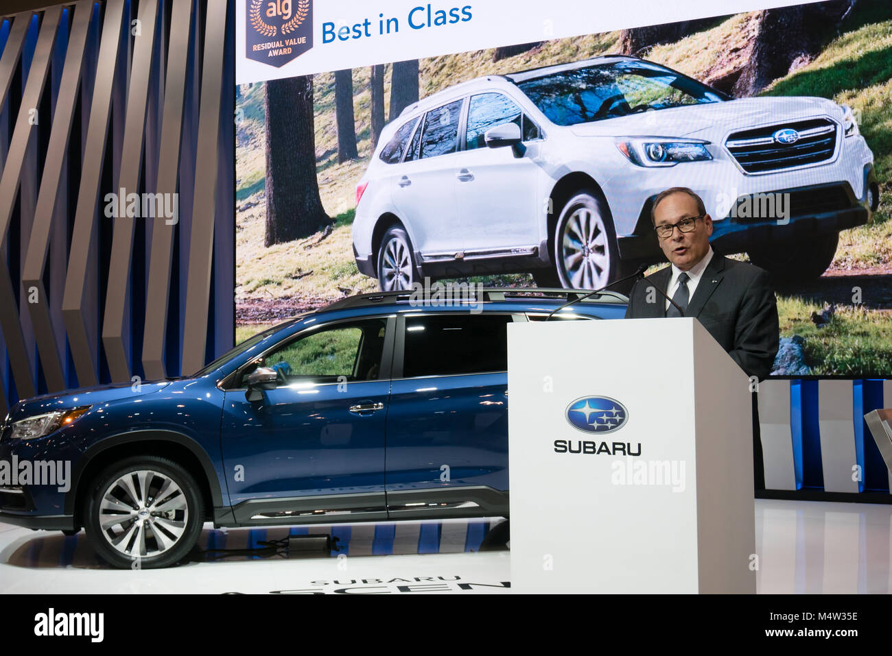 subaru press conference auto show Stock Photo - Alamy