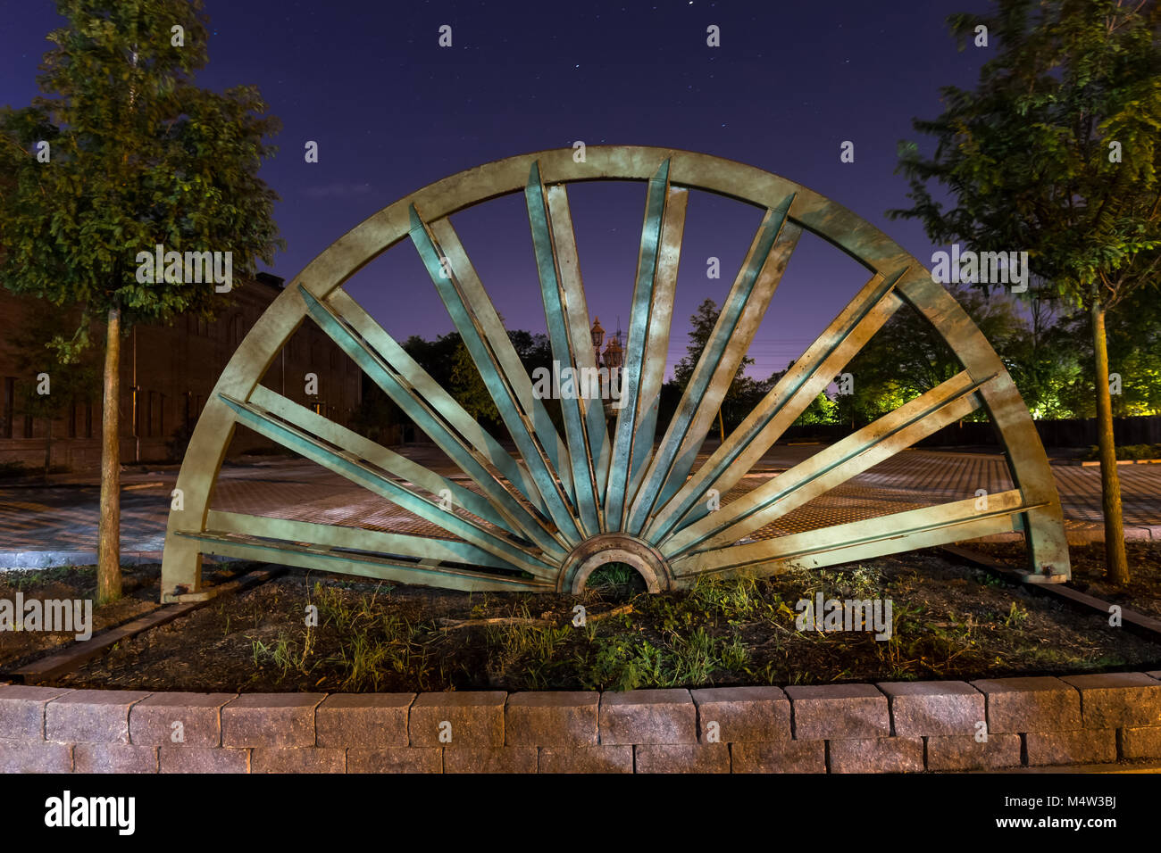mining tower wheel at night Stock Photo - Alamy