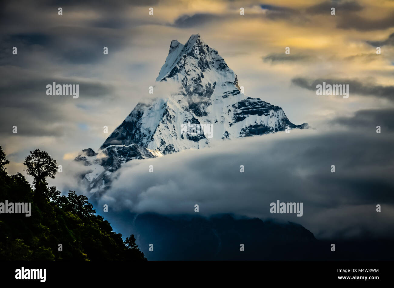 Machapuchare, meaning fishtail, the sacred mountain as seen from the ...