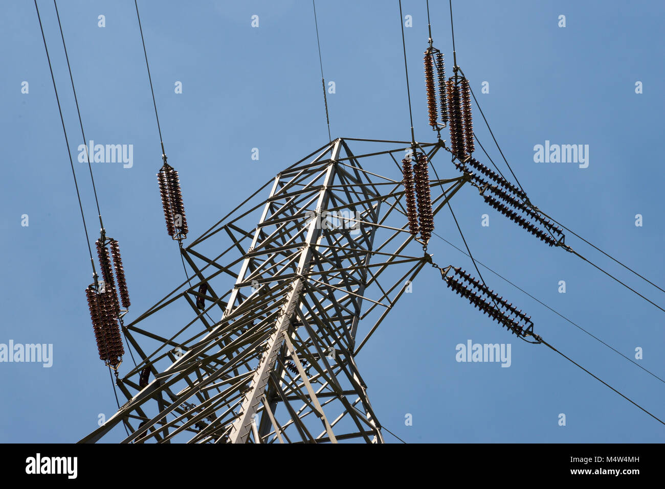 High tension electricity transmission lines coming from a hydro ...
