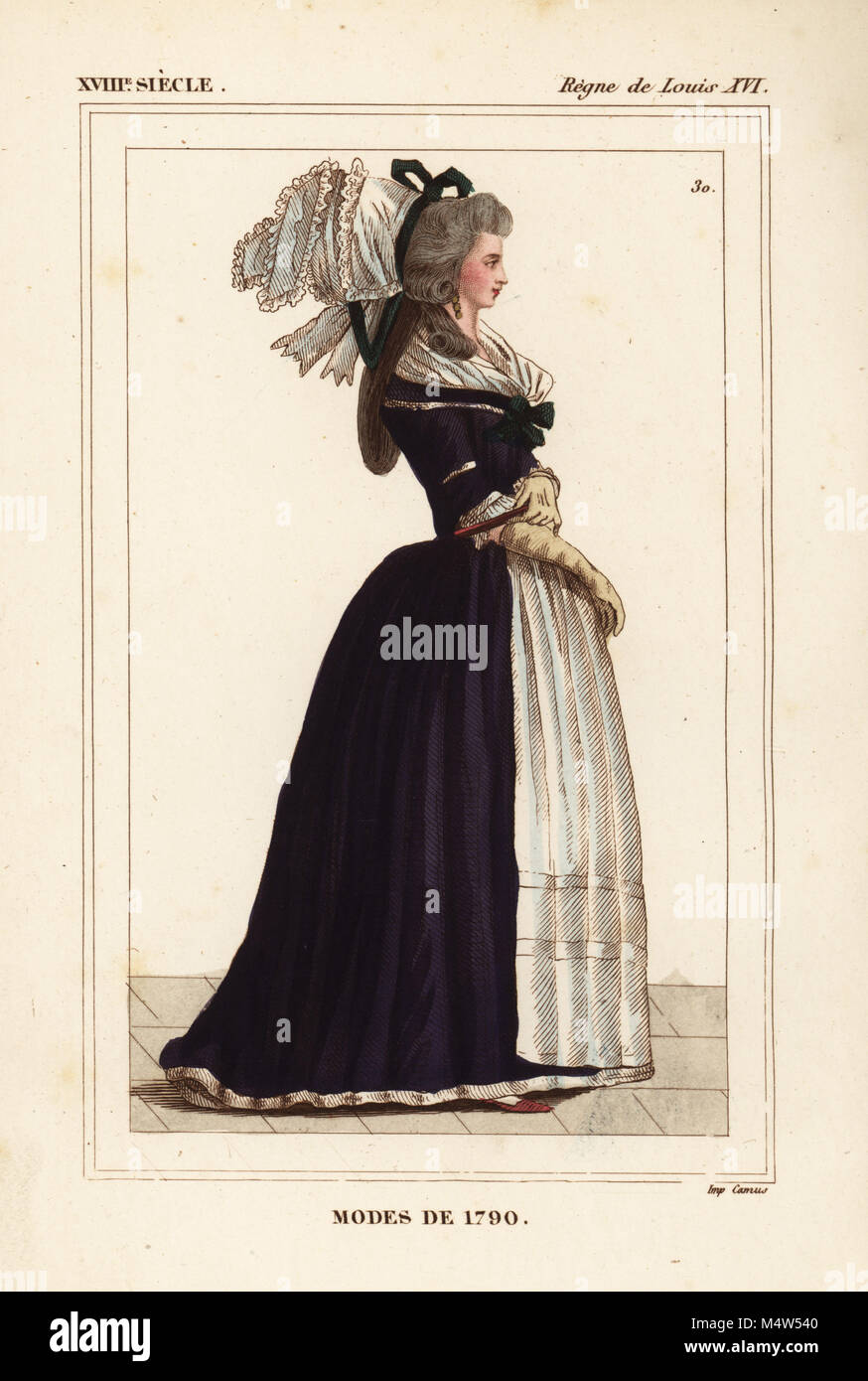 French women's fashions of 1790: with milkmaid's bonnet, bonnet a la ...