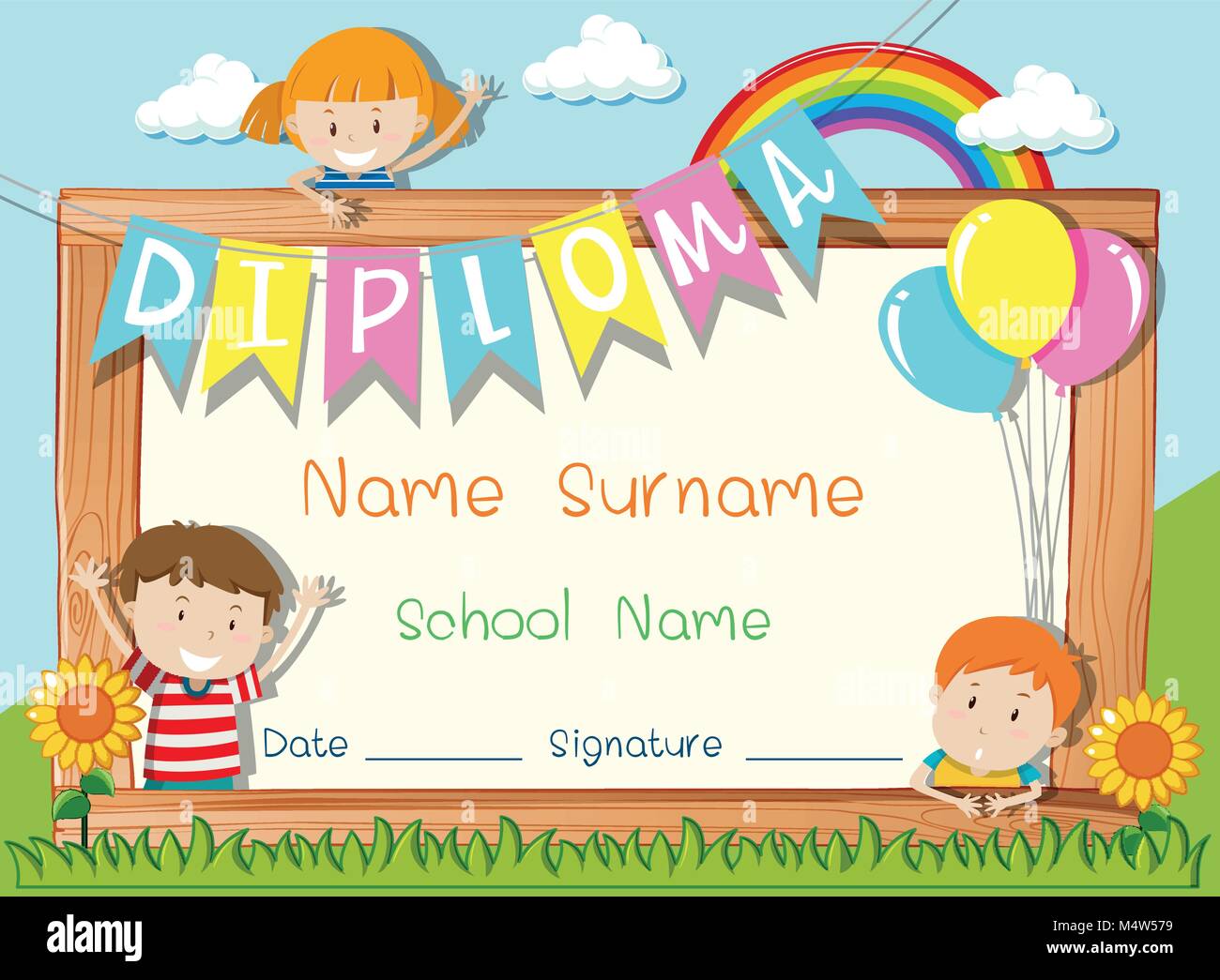 Diploma template for kids hi-res stock photography and images - Alamy